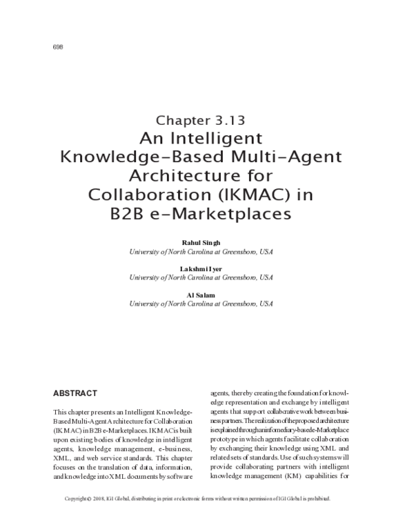 (PDF) An Intelligent Knowledge-Based Multi-Agent Architecture for Collaboration (IKMAC) in B2B e ...