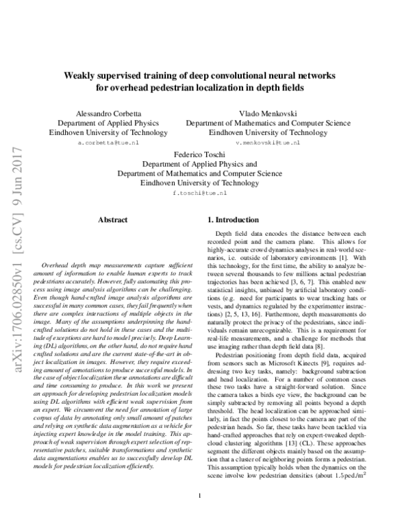 (PDF) Weakly supervised training of deep convolutional neural networks for overhead pedestrian ...