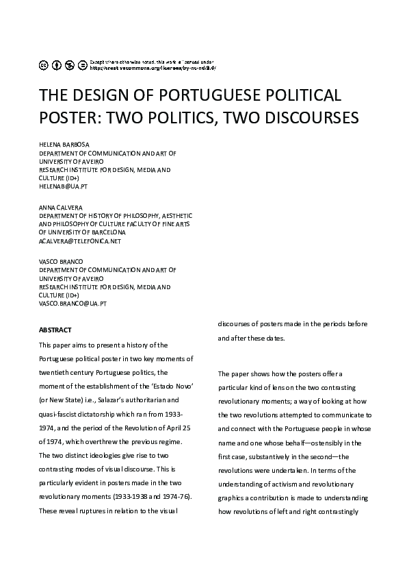(PDF) The Design of Portuguese Political Poster: Two Politics, Two ...