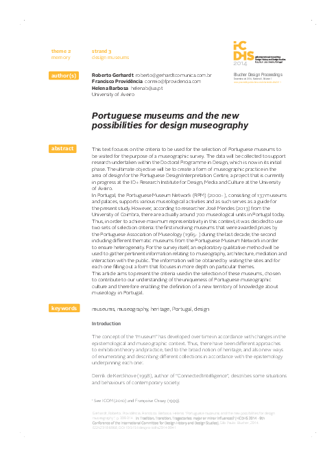 (PDF) Portuguese museums and the new possibilities for design museography