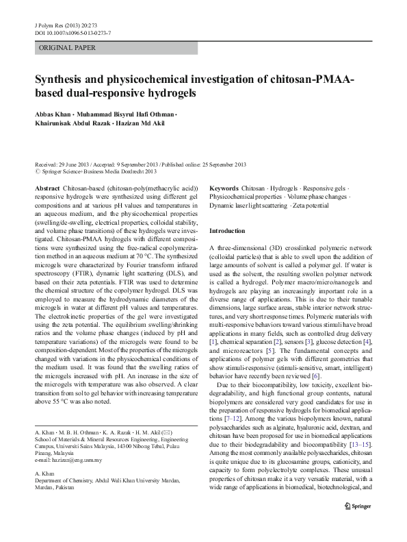 (PDF) Synthesis and Physico-Chemical Investigation of ...