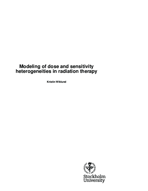 (PDF) Modeling of dose and sensitivity heterogeneities in radiation therapy