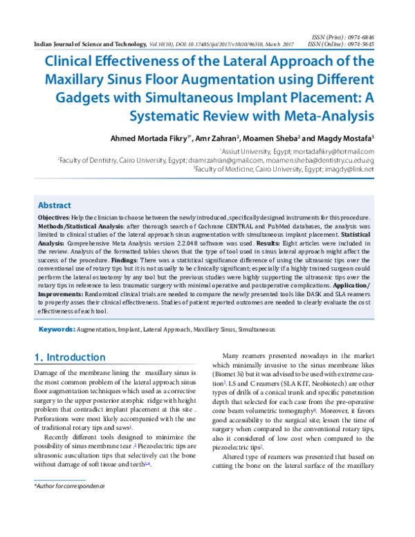 (PDF) Clinical Effectiveness of the Lateral Approach of the Maxillary ...