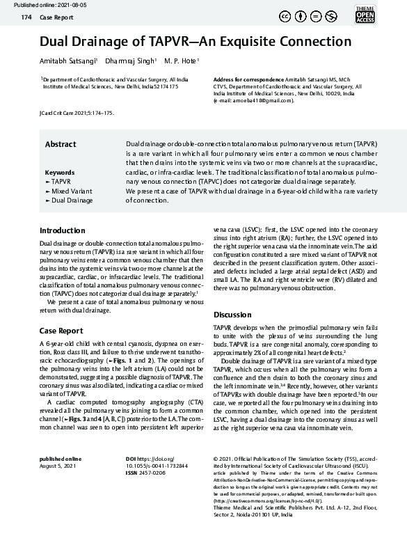 (PDF) Dual Drainage of TAPVR—An Exquisite Connection
