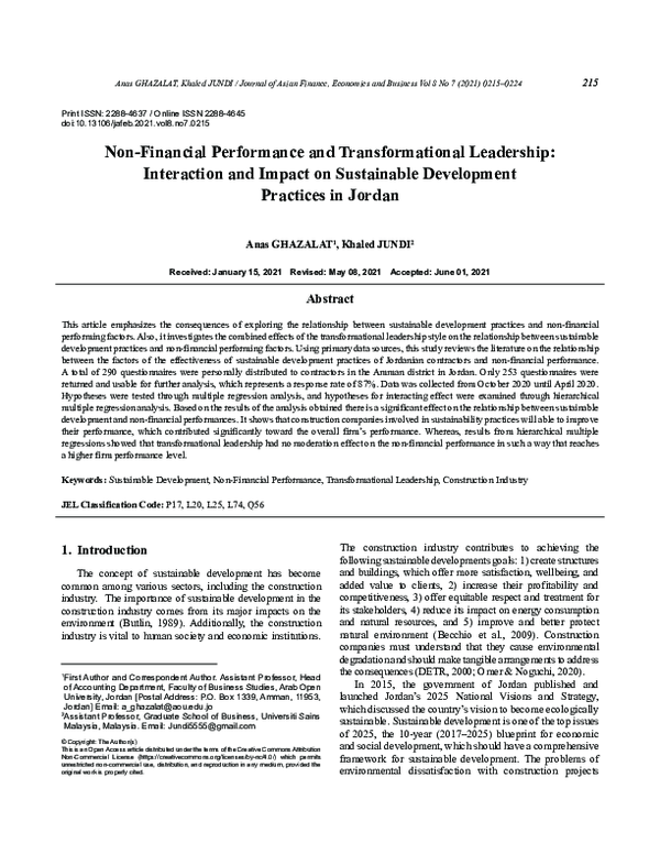 (PDF) Non-Financial Performance and Transformational Leadership ...