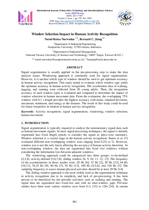 (PDF) Window Selection Impact in Human Activity Recognition