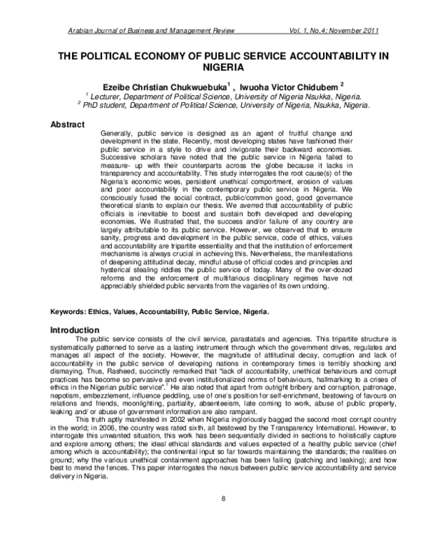 (PDF) The Political Economy of Public Service Accountability in Nigeria ...