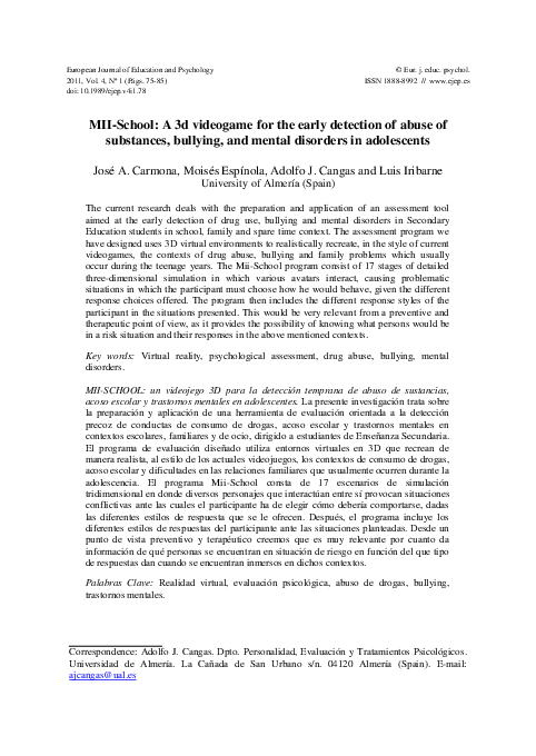 (PDF) Mii School: New 3D Technologies Applied in Education to Detect ...