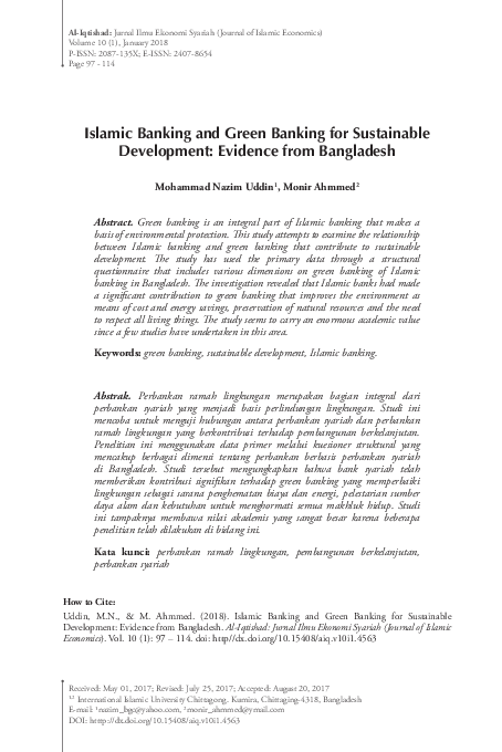 (PDF) Islamic Banking and Green Banking for Sustainable Development: Evidence from Bangladesh
