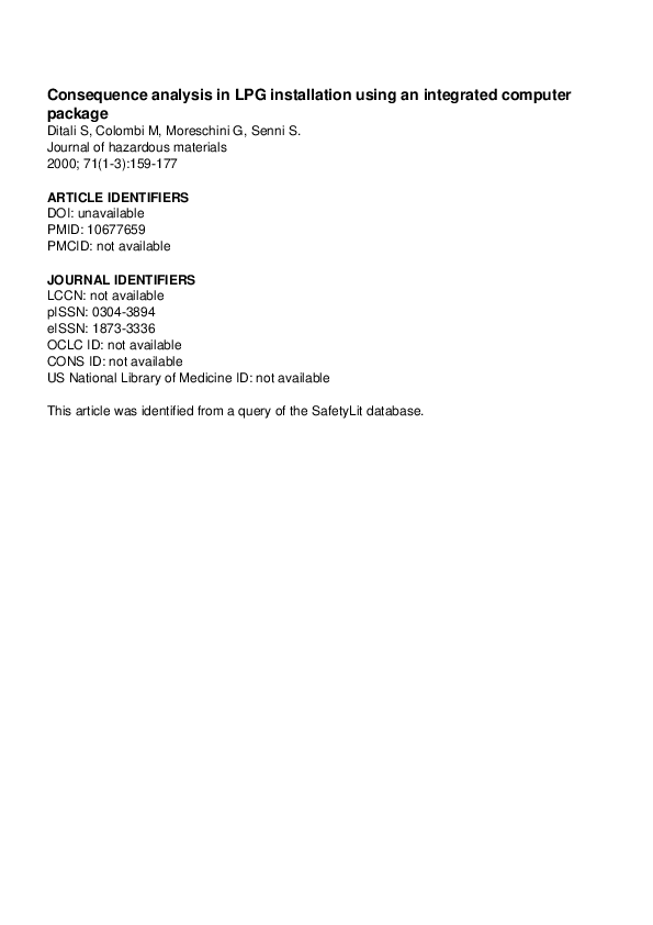 (PDF) Consequence analysis in LPG installation using an integrated ...