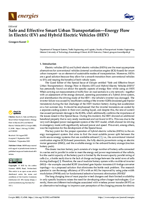 (PDF) Safe and Effective Smart Urban Transportation—Energy Flow in ...