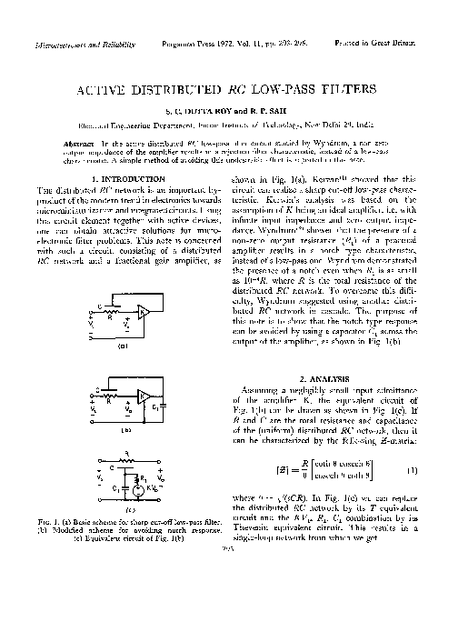 (PDF) Active distributed RC low-pass filters