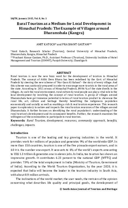 (PDF) Rural Tourism as a Medium for Local Development in Himachal ...