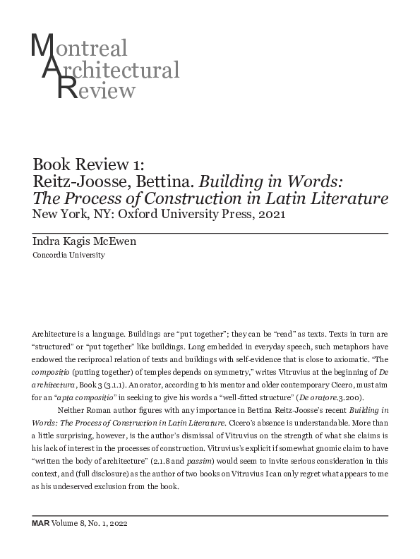 (PDF) Review: Bettina Reitz-Joosse, "Building in Words: The Process of ...