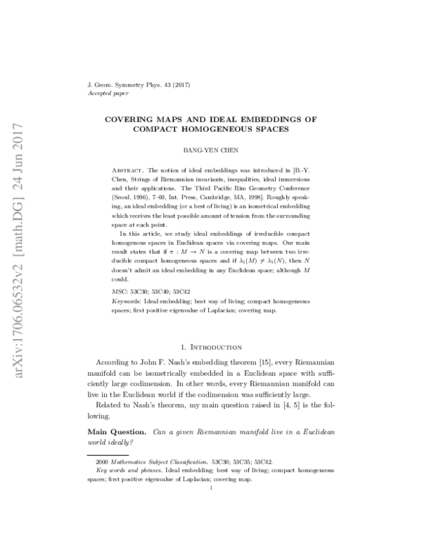 (PDF) Ideal Embeddings of Compact Spaces via Covers