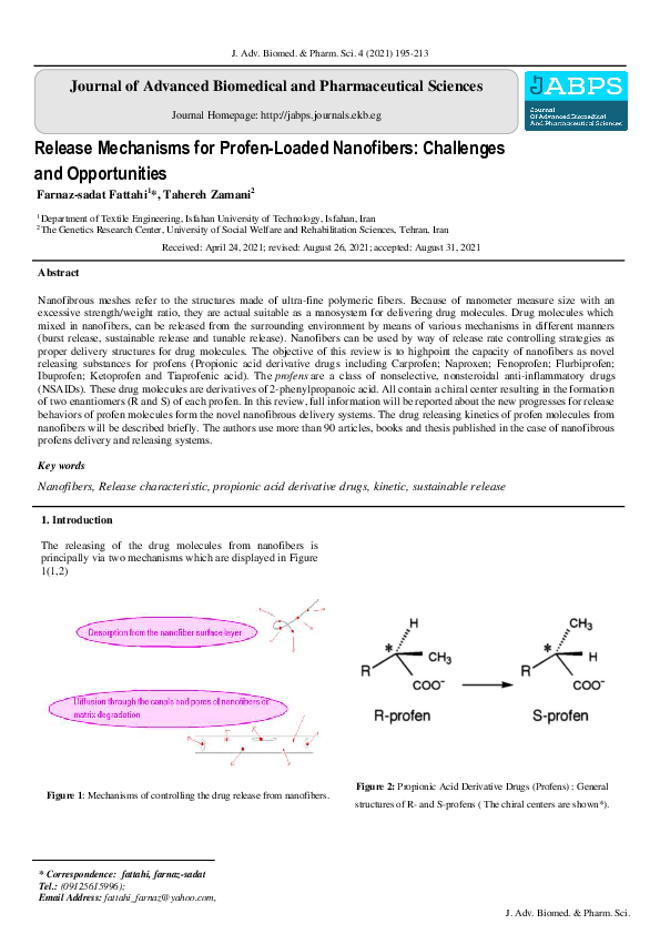 (PDF) Release Mechanisms for Profen-Loaded Nanofibers: Challenges and ...