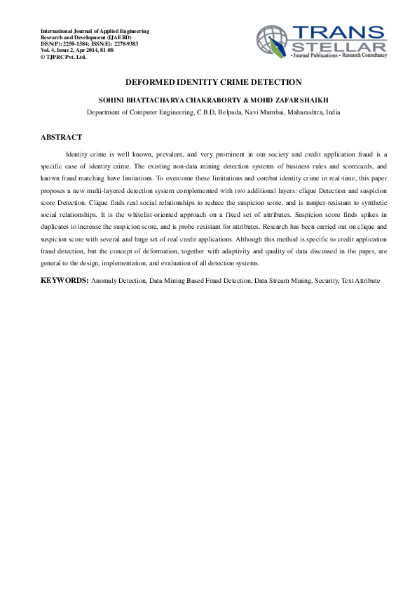 (PDF) Deformed Identity Crime Detection