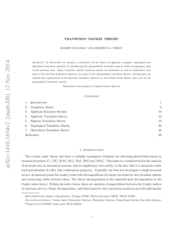 (PDF) Transition matrix theory