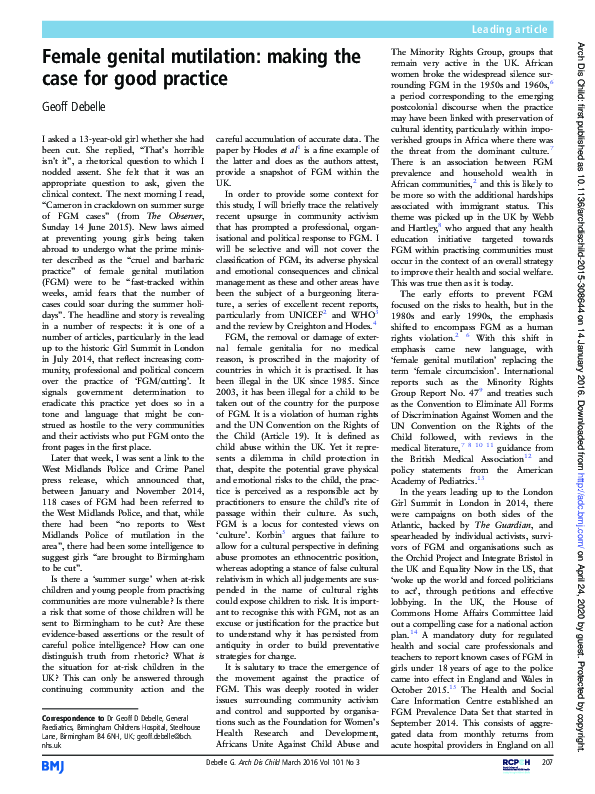 (PDF) Female genital mutilation: making the case for good practice