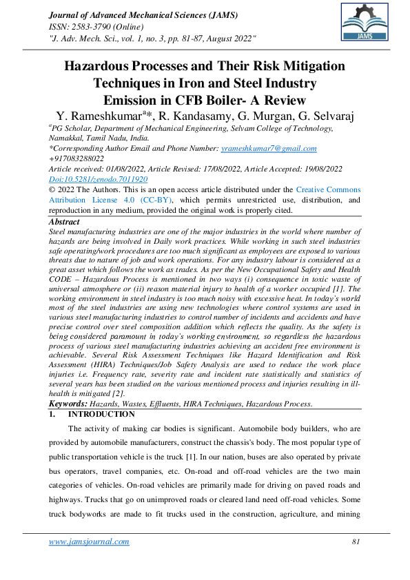 (PDF) Hazardous Processes and Their Risk Mitigation Techniques in Iron ...