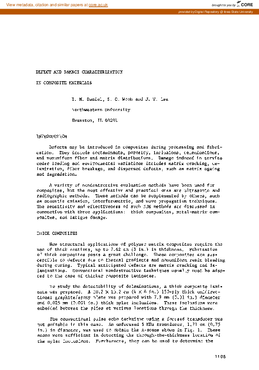 (PDF) Defect and Damage Characterization in Composite Materials