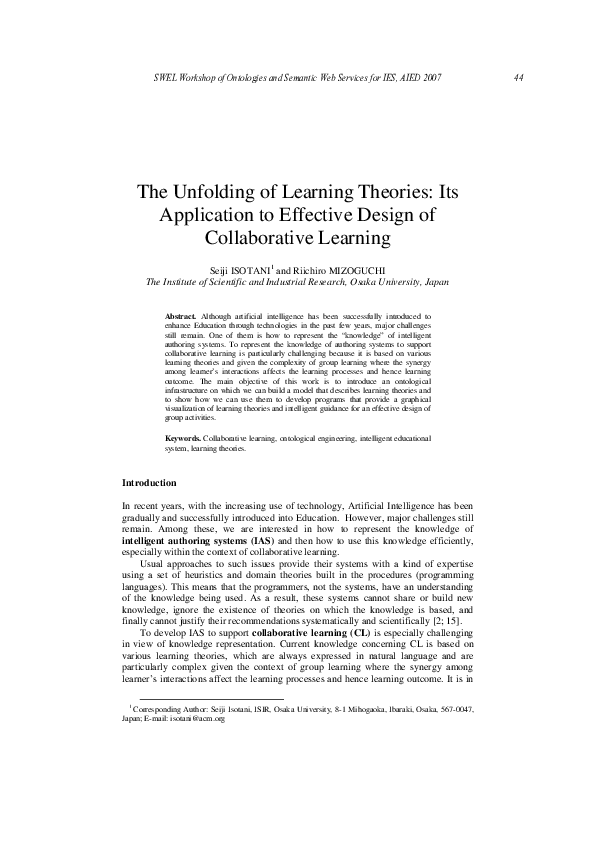 (PDF) The Unfolding of Learning Theories: Its Application to Effective Design of Collaborative ...