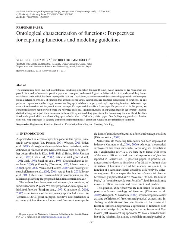 (PDF) Ontological characterization of functions: Perspectives for ...