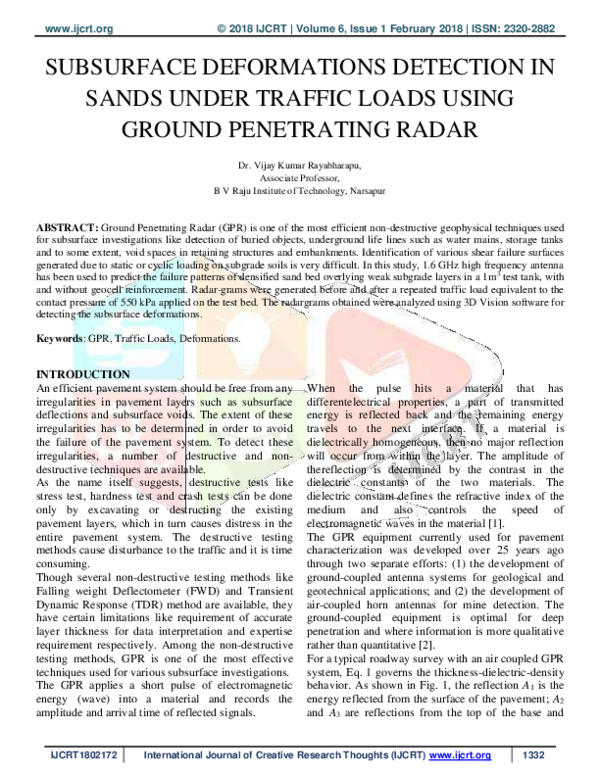 (PDF) Subsurface Deformations Detection in Sands Under Traffic Loads Using Ground Penetrating Radar