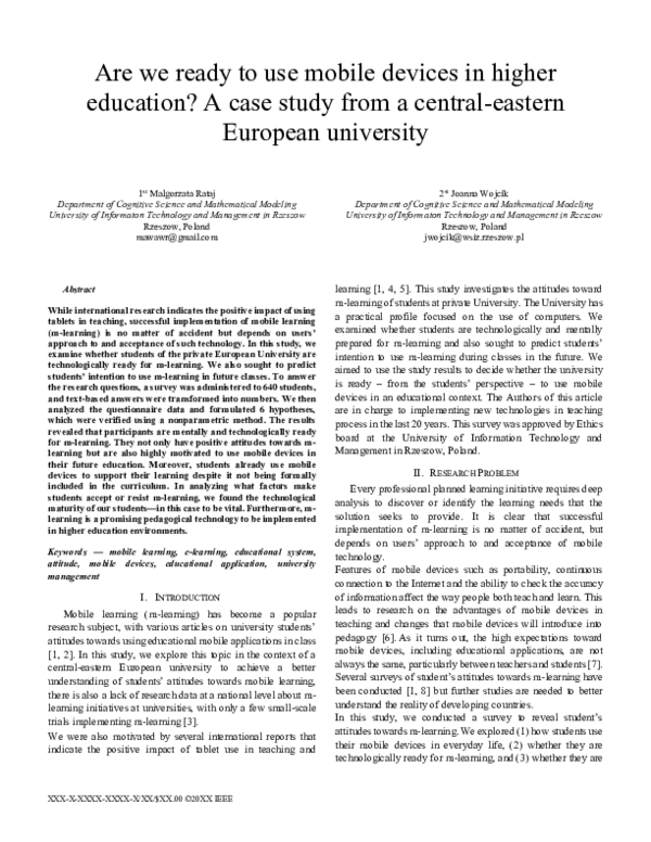 (PDF) Are we ready to use mobile devices in higher education? A case ...