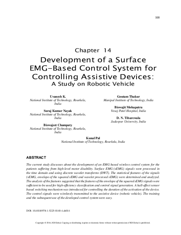 (PDF) Development of a Surface EMG-Based Control System for Controlling Assistive Devices | Dr ...