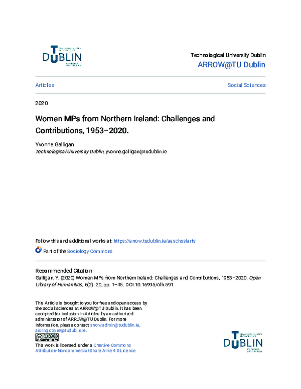 (PDF) Women MPs from Northern Ireland: Challenges and Contributions ...