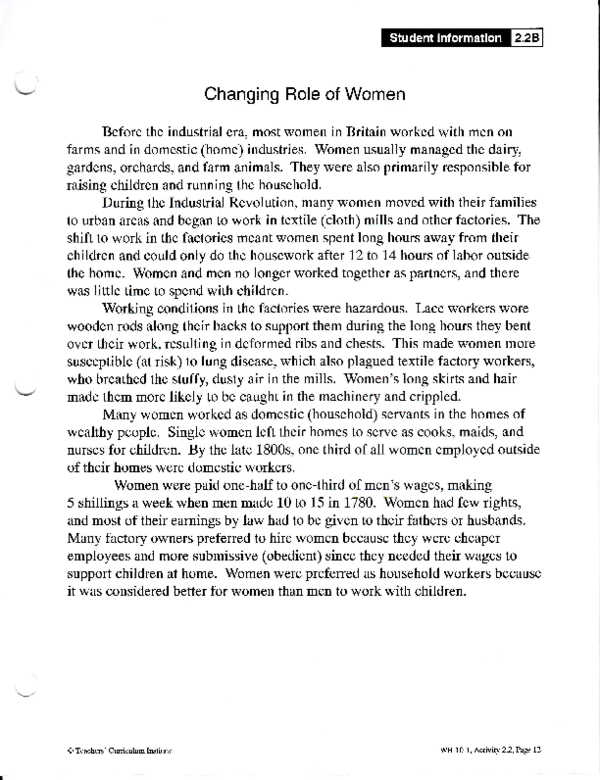 (PDF) The changing role of women