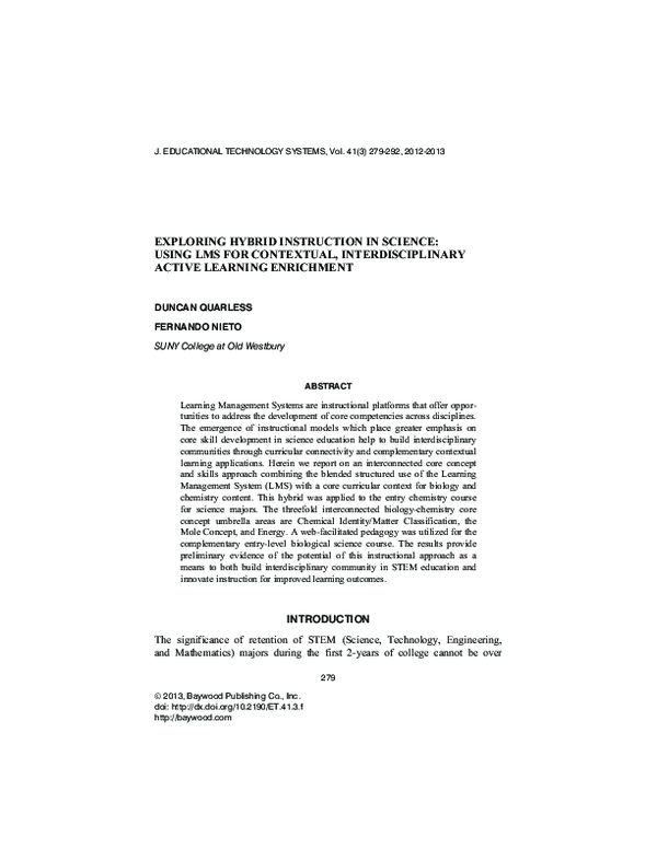 (PDF) Exploring Hybrid Instruction in Science: Using LMS for Contextual ...