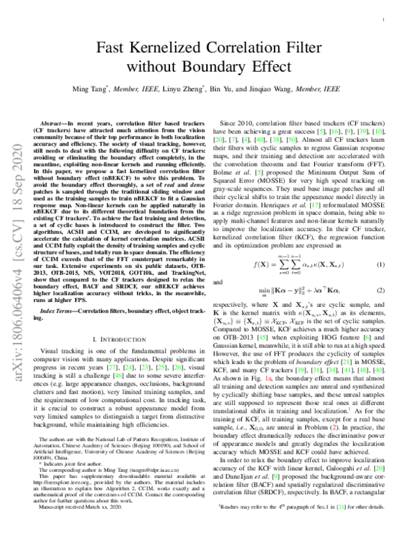 Pdf Fast Kernelized Correlation Filters Without Boundary Effect Ming Tang