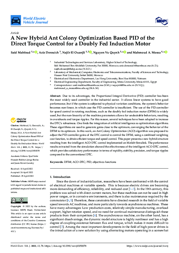 (PDF) A New Hybrid Ant Colony Optimization Based PID of the Direct Torque Control for a Doubly ...