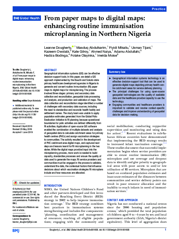 (PDF) From paper maps to digital maps: enhancing routine immunisation ...