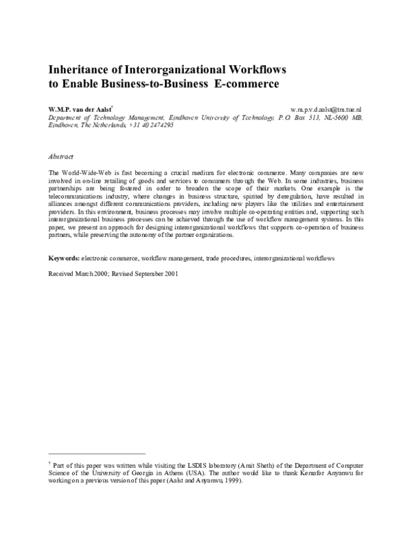 (PDF) Inheritance of Interorganizational Workflows to Enable Business ...