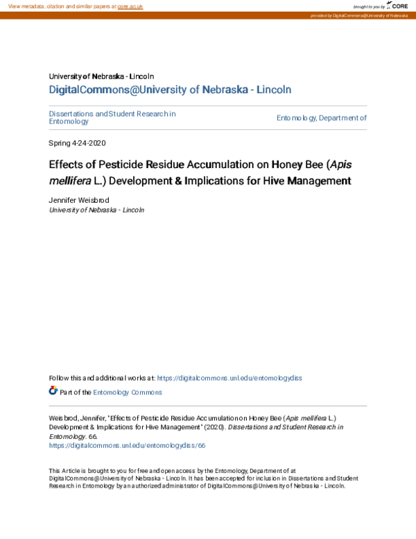 (PDF) Effects of Pesticide Residue Accumulation on Honey Bee (\u3ci ...
