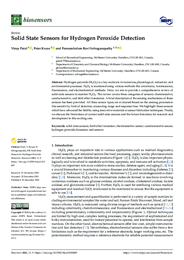 (PDF) Solid State Sensors for Hydrogen Peroxide Detection