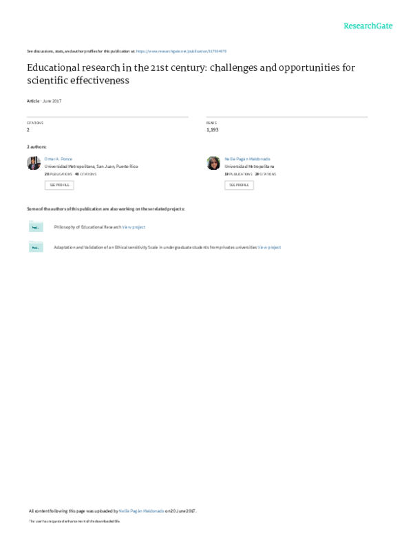 (PDF) Educational research in the 21st century: challenges and ...