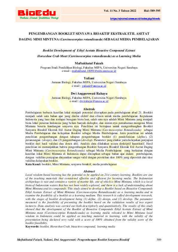 (PDF) Pengembangan Booklet Senyawa Bioaktif Ekstrak Etil Asetat Daging ...