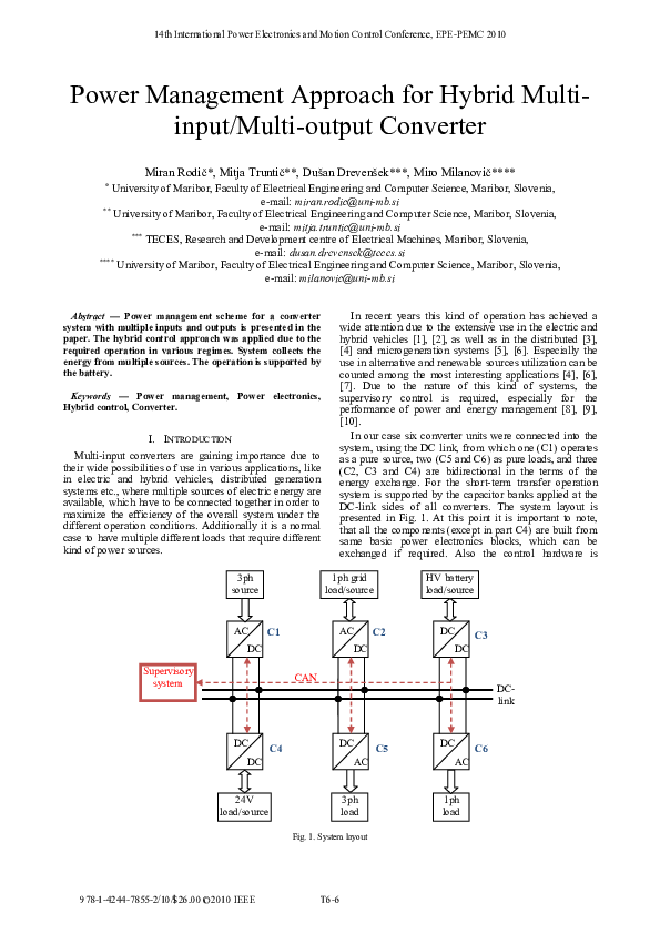 Pdf Power Management Approach For Hybrid Multi Input Multi Output Converter Mitja Truntič