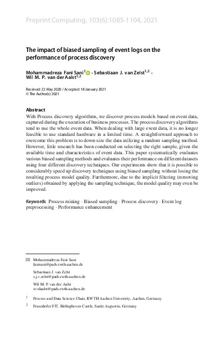(PDF) The impact of biased sampling of event logs on the performance of process discovery