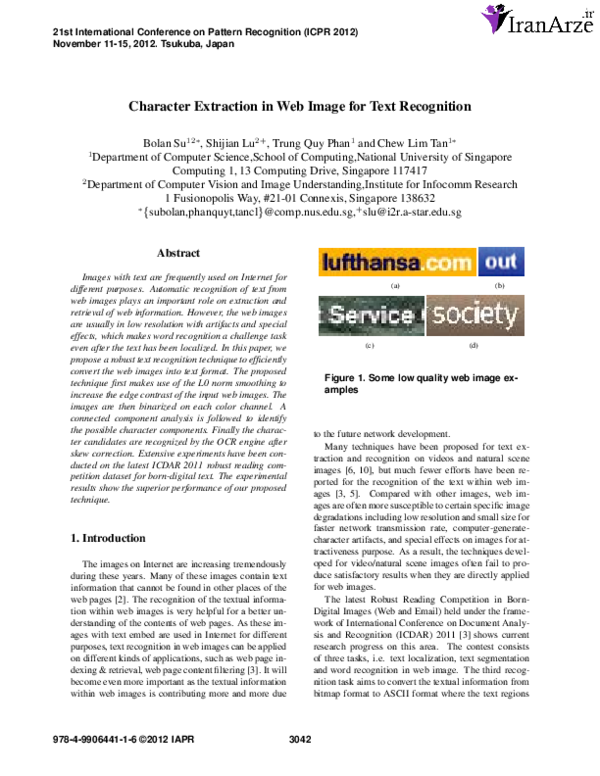 Pdf Character Extraction In Web Image For Text Recognition