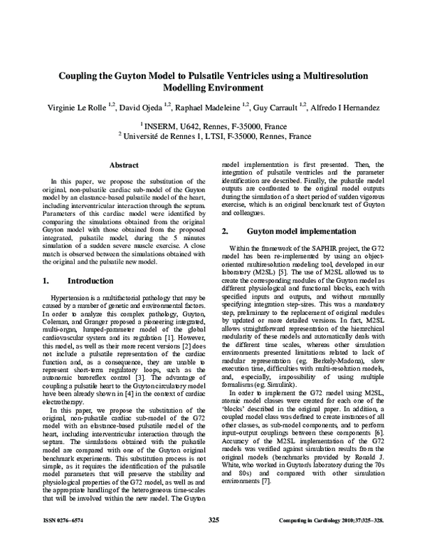 (PDF) Coupling the Guyton model to pulsatile ventricles using a ...