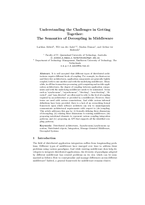 (PDF) Understanding the challenges in getting together: The semantics of decoupling in middleware