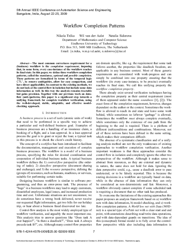 (PDF) Workflow completion patterns