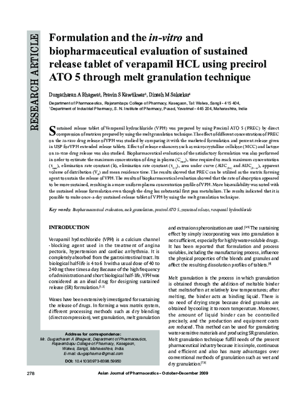 (PDF) Formulation and the in-vitro and biopharmaceutical evaluation of ...