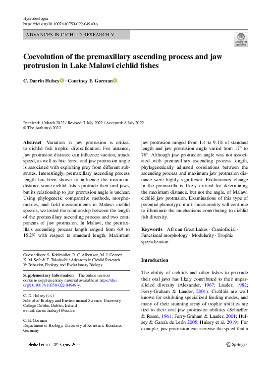 (PDF) Coevolution of the premaxillary ascending process and jaw ...