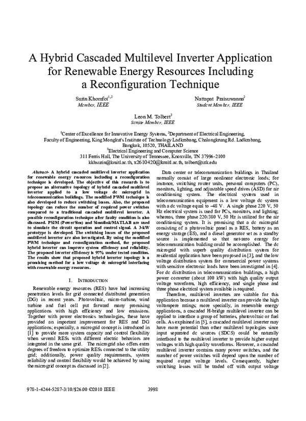 (PDF) A hybrid cascaded multilevel inverter application for renewable energy resources including ...